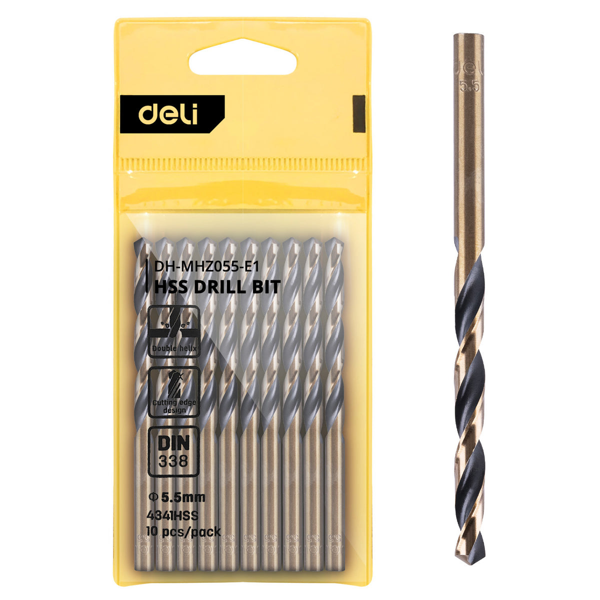 Deli Tools (DH-MHZ055-E1) 10PCs Ø5.5mm HSS Drill Bit– Asters Maldives