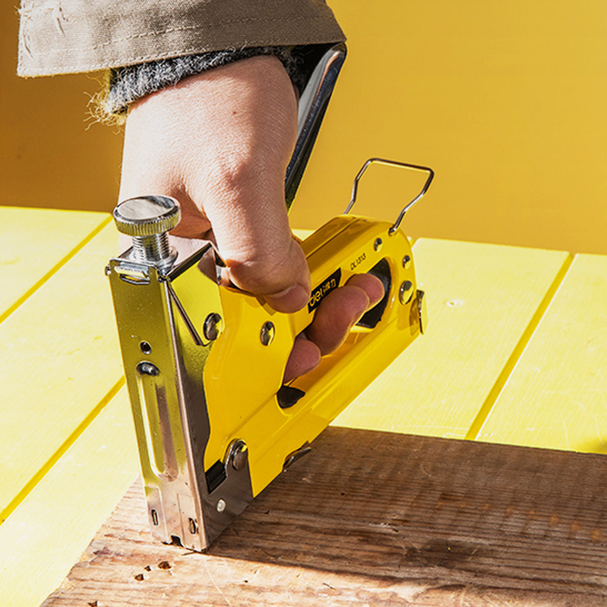 Deli (DL1313) 3-in-1 Staple Gun Tacker, Yellow– Asters Maldives