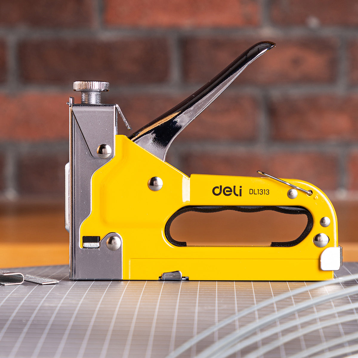 Deli (DL1313) 3-in-1 Staple Gun Tacker, Yellow– Asters Maldives