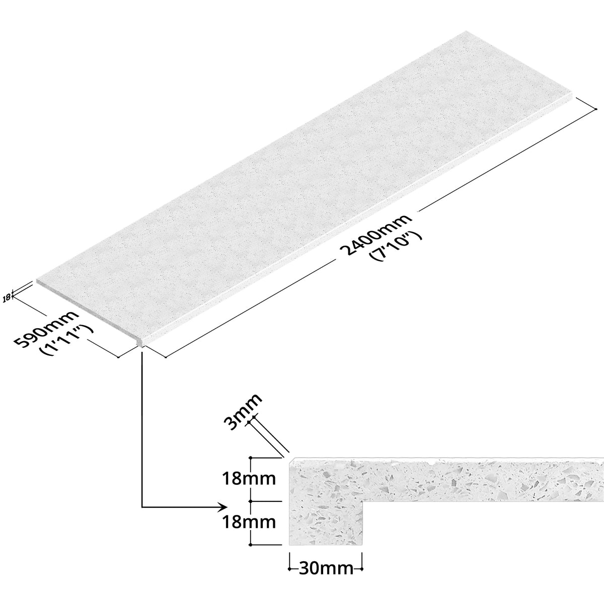 Kitchen Top Quartz (7'11" x 1'11") | Asters Maldives