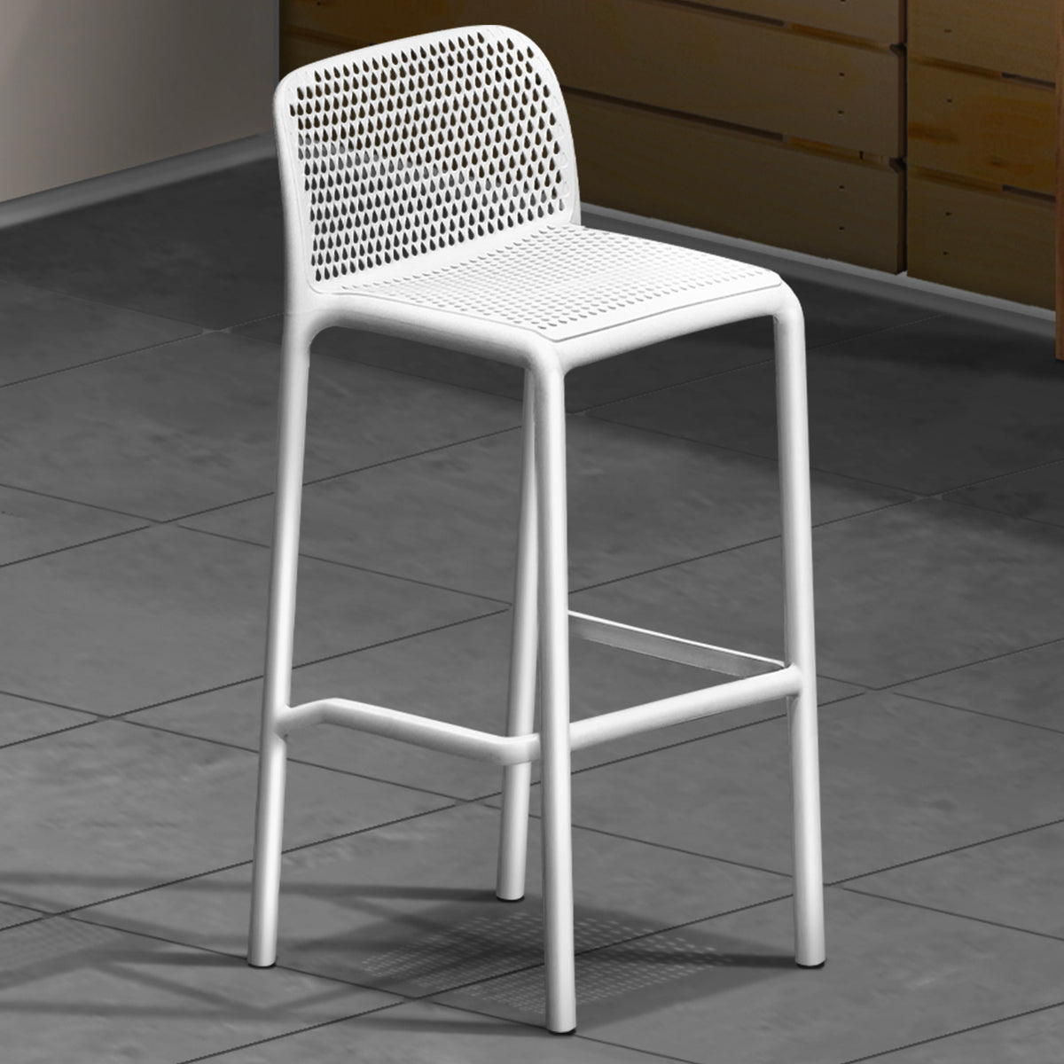 MNI (BS104) Plastic Bar Stool, White– Asters Maldives