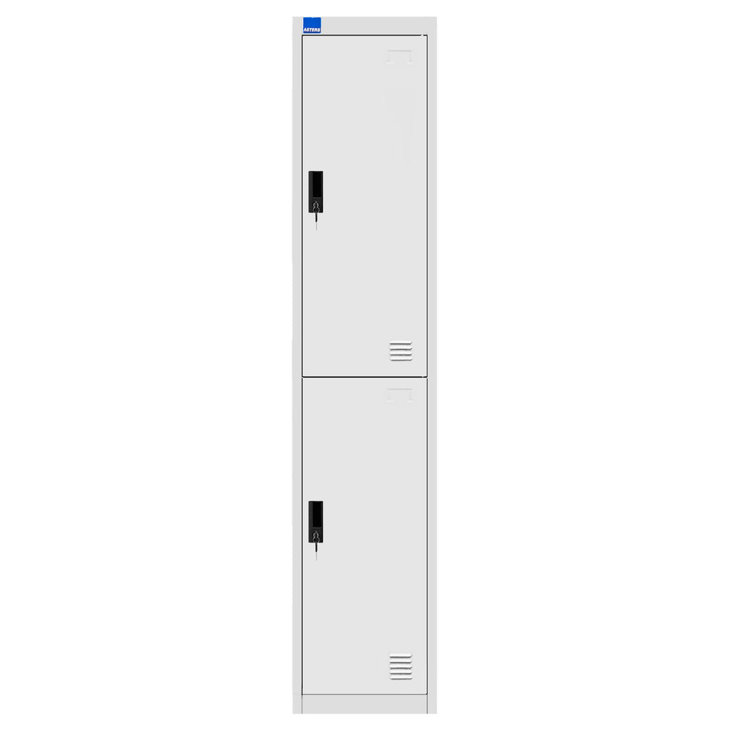 Asters (CC-A2T-W) Steel 2 Comp. Locker with Key Lock, White– Asters ...