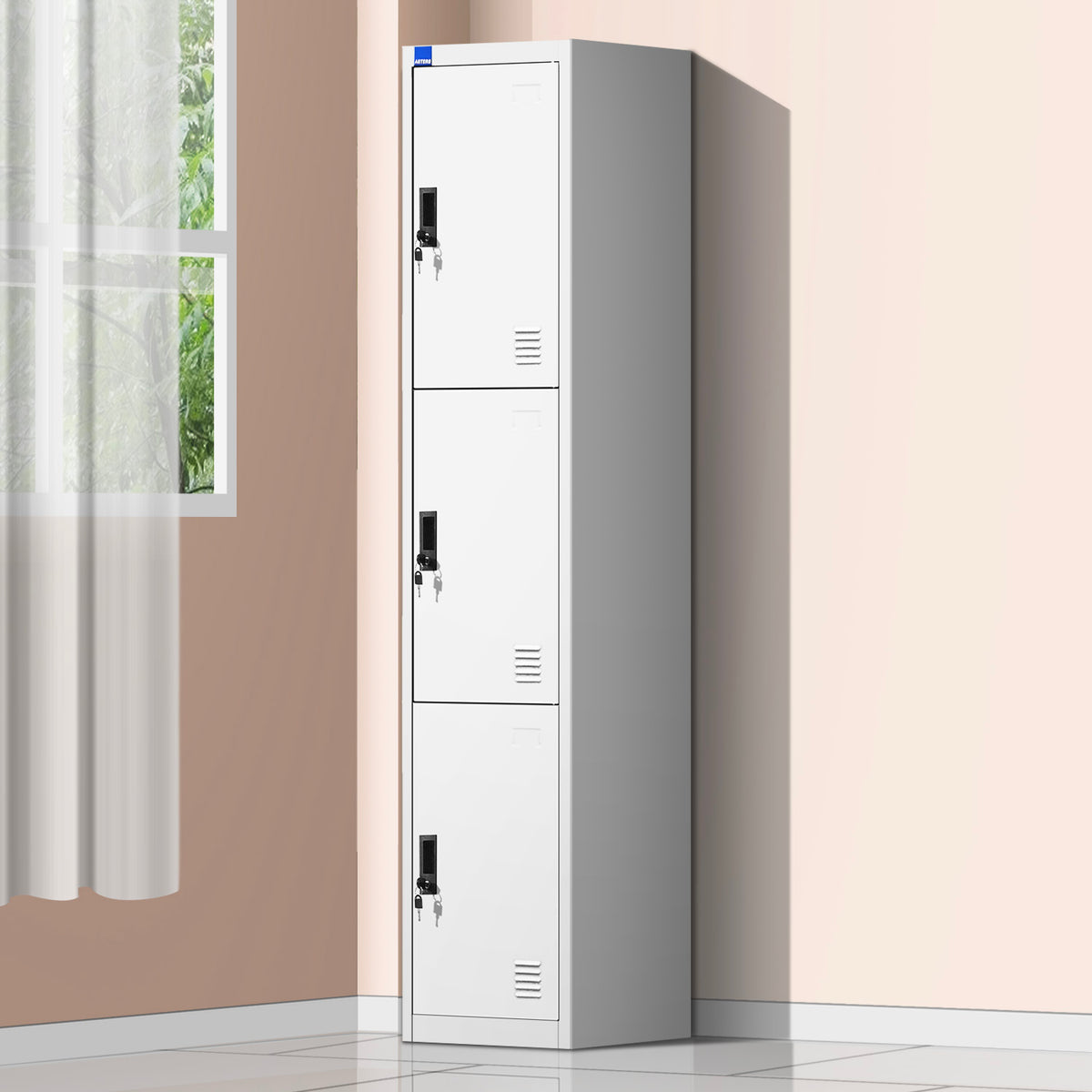 Asters (CC-A3T-W) Steel 3 Comp. Locker with Key Lock, White– Asters ...