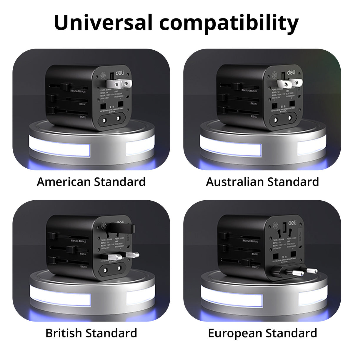 Deli (LU5031) Travel Power Adapter, Black– Asters Maldives