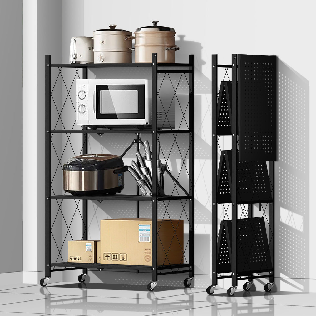 FH (ZD-710-4) 4-Tier Carbon Steel Storage Rack, Black– Asters Maldives