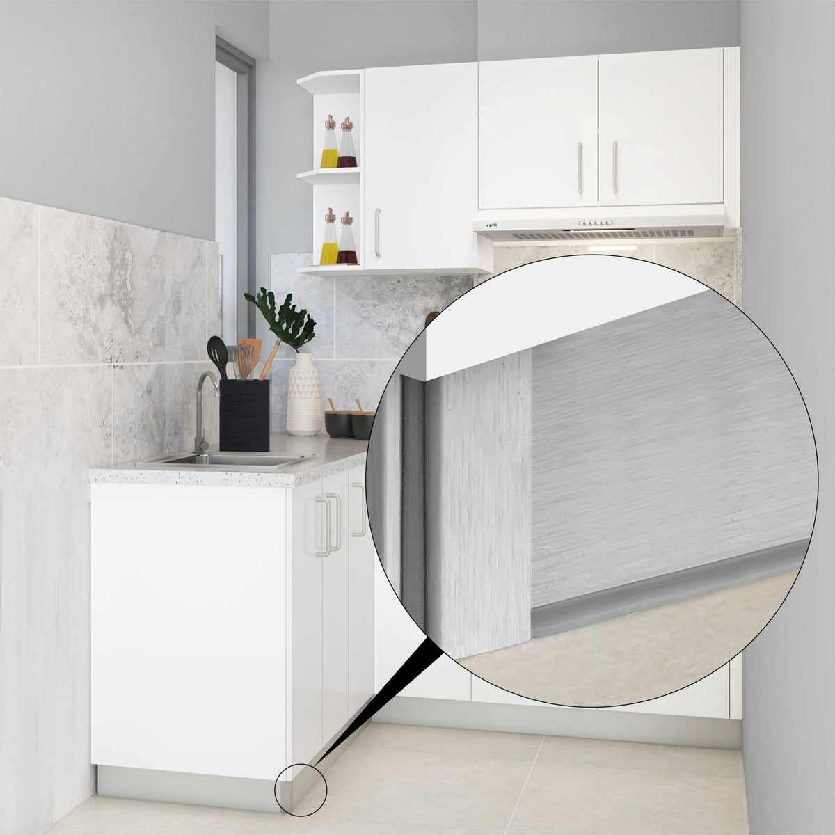 Zbom 1ft. Kitchen Plastic Skirting Board, Silver– Asters Maldives
