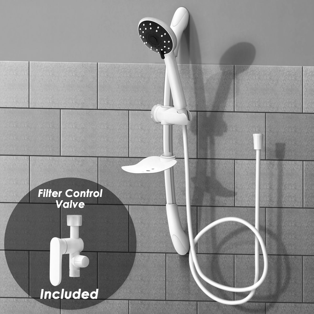 Midea Plastic Shower Set with Filter Control Valve, White– Asters Maldives