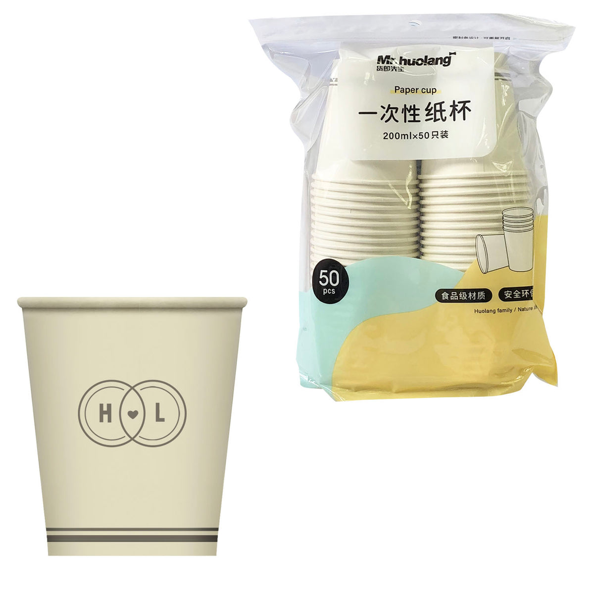 Mr. Huolang (HL-6644) 50PCs 200ml Paper Cups– Asters Maldives
